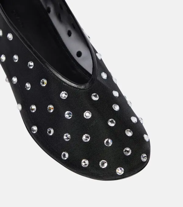 Khaite Marcy Crystal-embellished Ballet Flats - Black