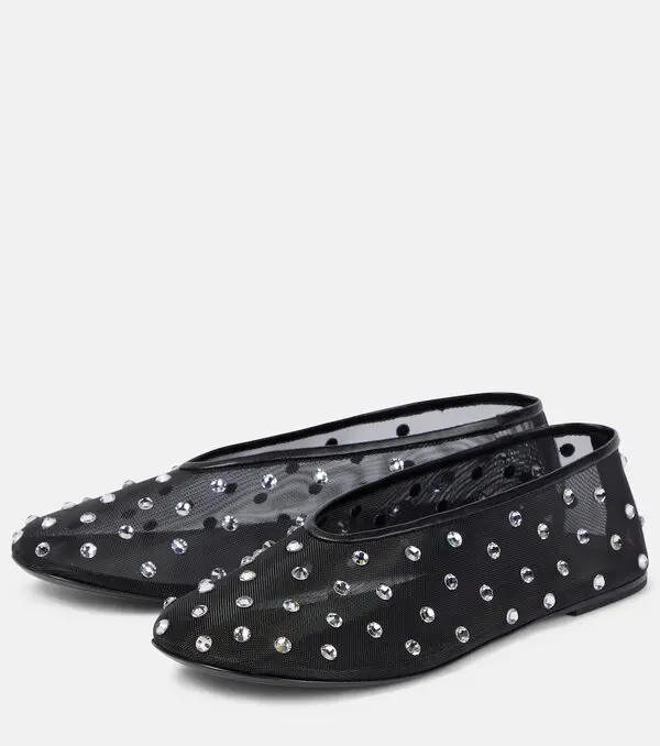 Khaite Marcy Crystal-embellished Ballet Flats - Black