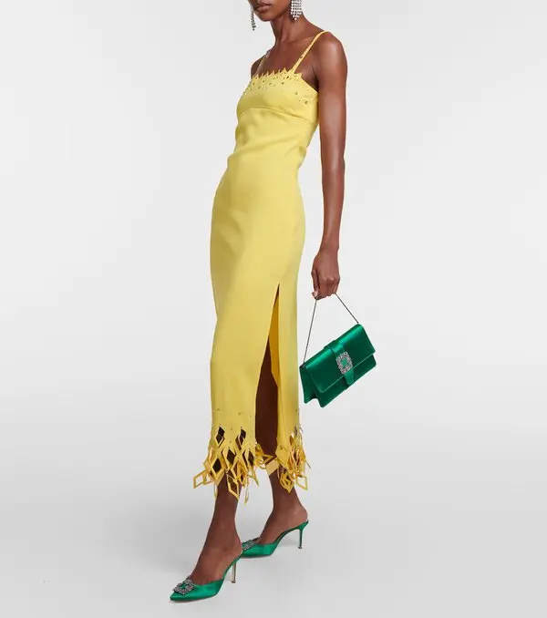 Manolo Blahnik Capri Embellished Satin Clutch - Green | Editorialist