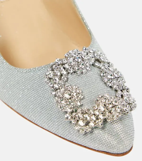 Manolo Blahnik Hangisi 90 Embellished Glitter Pumps - Purple