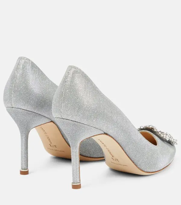Manolo Blahnik Hangisi 90 Embellished Glitter Pumps - Purple