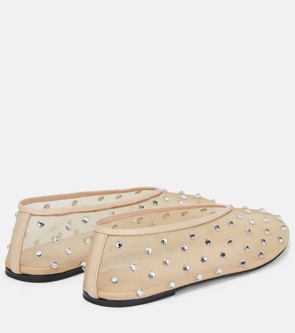 Khaite Marcy Crystal-embellished Ballet Flats - Beige