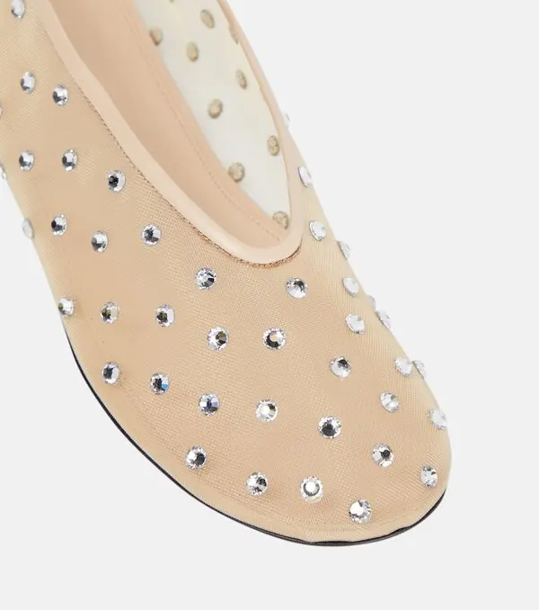 Khaite Marcy Crystal-embellished Ballet Flats - Beige