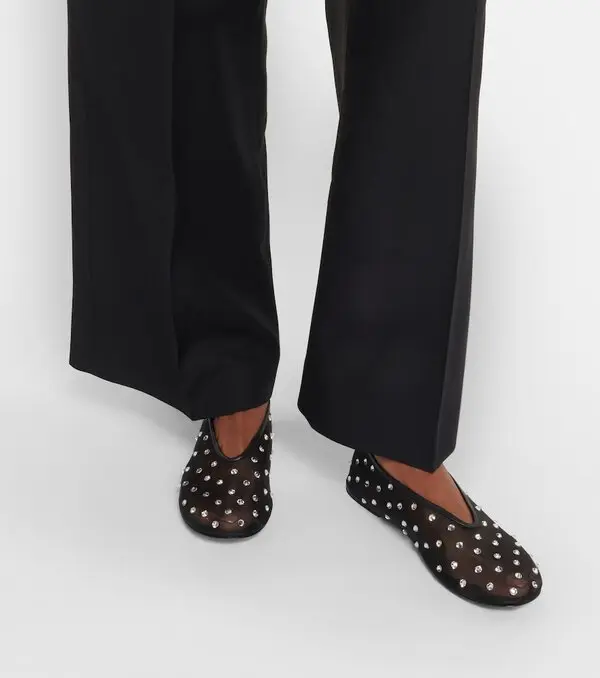 Khaite Marcy Crystal-embellished Ballet Flats - Black