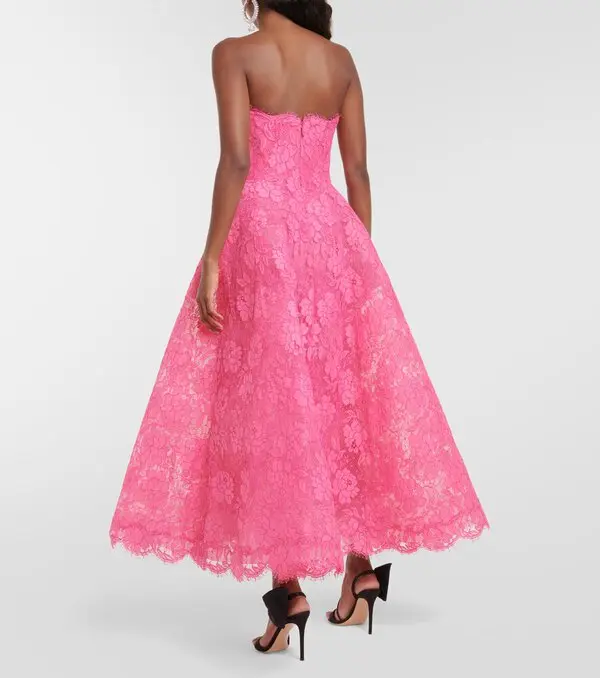 Monique Lhuillier Floral Cotton-Blend Lace Maxi Dress In Pink - 70% Off |  Editorialist