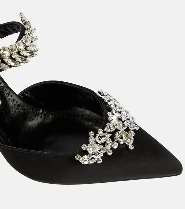 Manolo Blahnik Lurum 90 Embellished Mules - Black