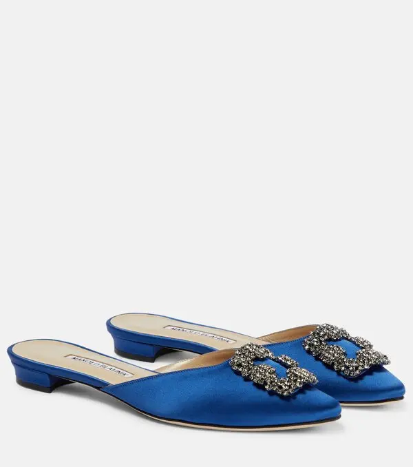 Manolo Blahnik Hangisimuflat Mules - Blue