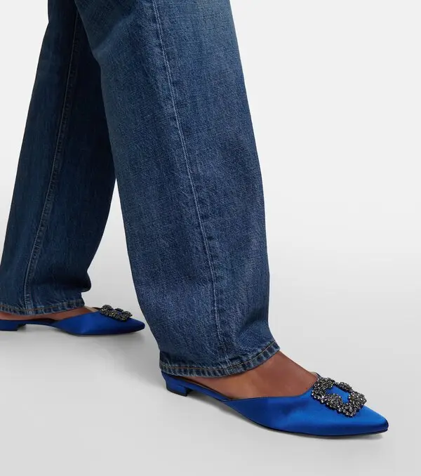 Manolo Blahnik Hangisimuflat Mules - Blue