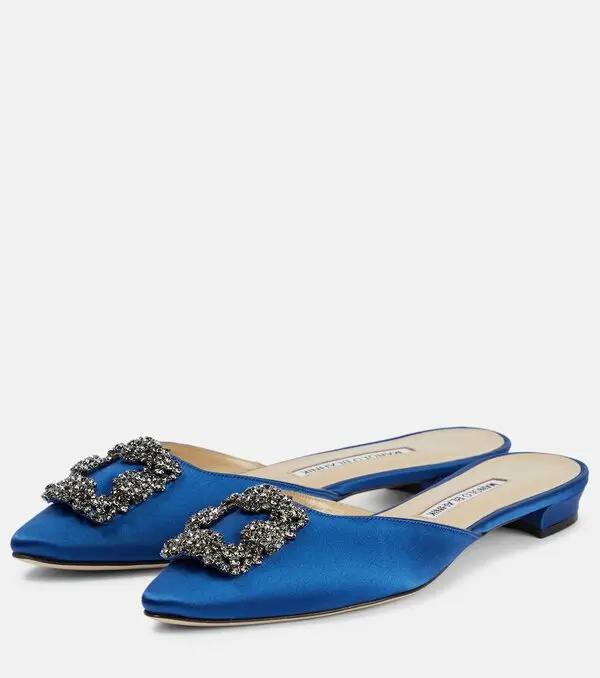 Manolo Blahnik Hangisimuflat Mules - Blue