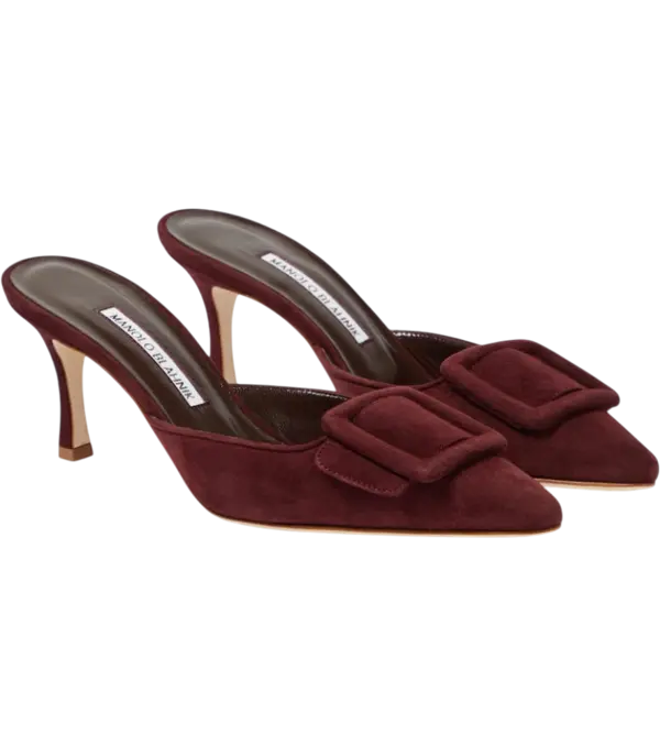 Manolo Blahnik Maysale 70 Suede Mules - Red