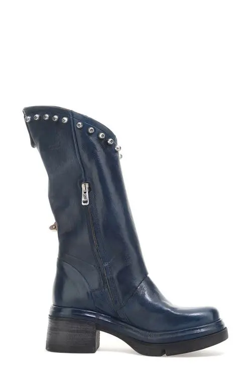 A.S.98 Easton Studded Leather Boots - Distressed Ocean