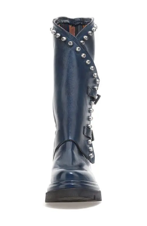 A.S.98 Easton Studded Leather Boots - Distressed Ocean