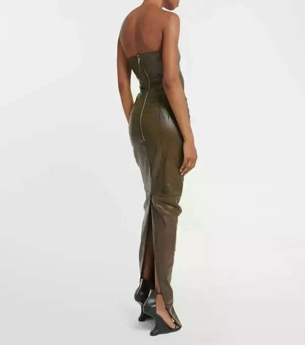 Rick Owens Strapless Coated Denim Gown - Brown