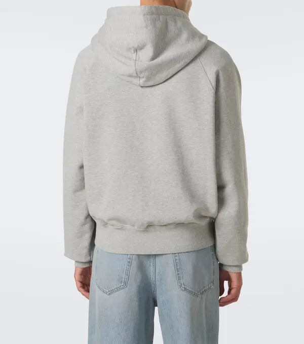 AMI Paris De Cœur Cotton Jersey Zip-up Hoodie - Grey