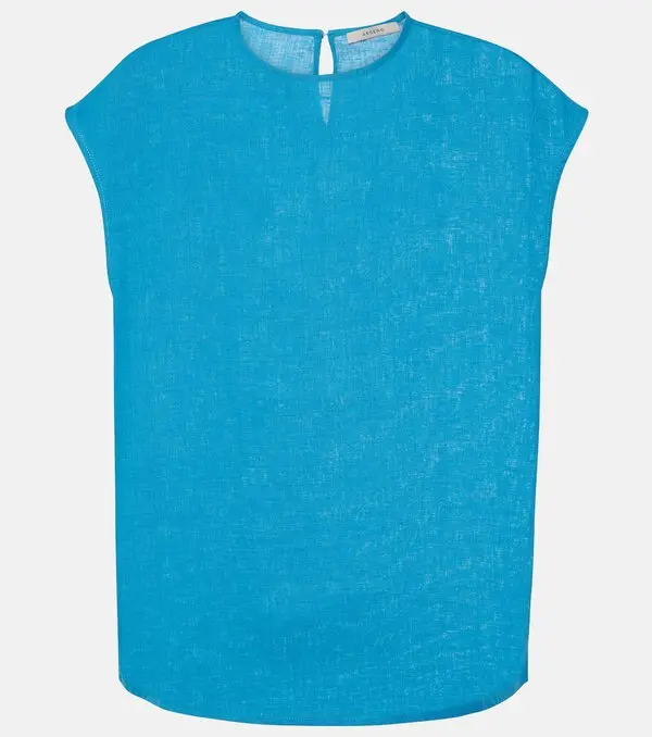 Asceno Dasha Linen Top - Blue