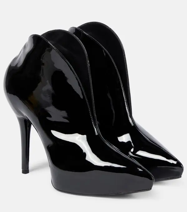 Alaïa Slick Patent Leather Ankle Boots - Black