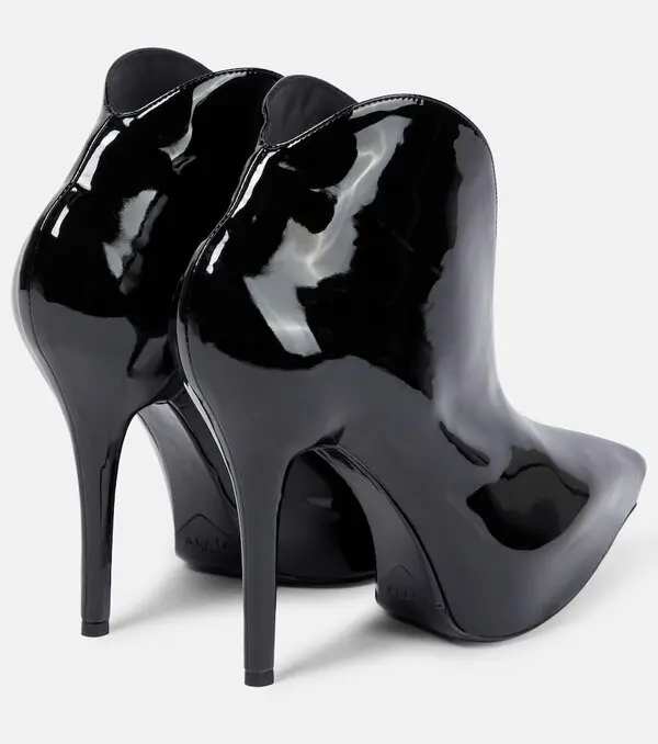 Alaïa Slick Patent Leather Ankle Boots - Black