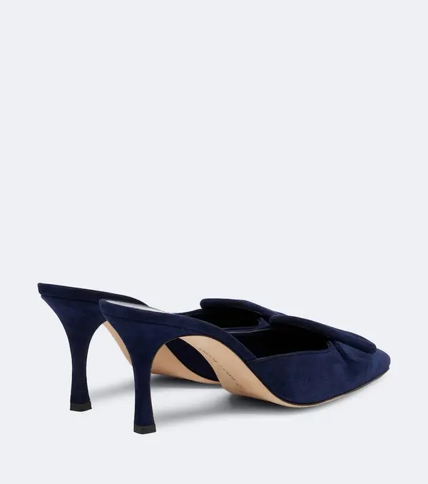 Manolo Blahnik Maysale 70 Suede Mules - Blue