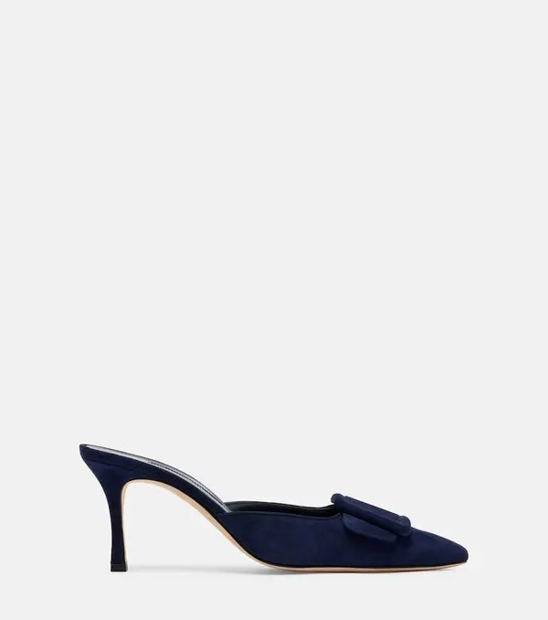 Manolo Blahnik Maysale 70 Suede Mules - Blue