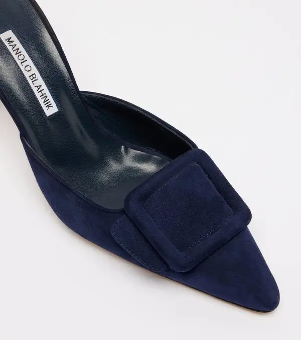 Manolo Blahnik Maysale 70 Suede Mules - Blue