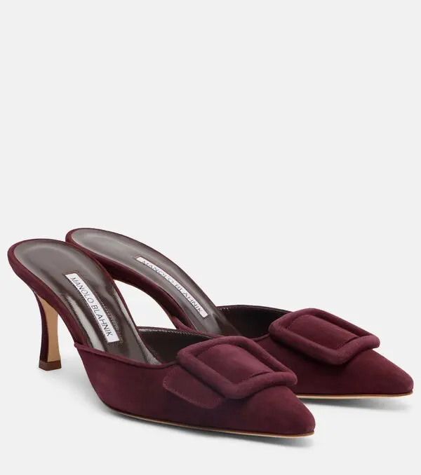 Manolo Blahnik Maysale 70 Suede Mules - Red