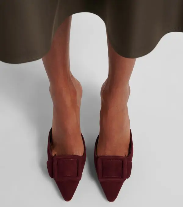 Manolo Blahnik Maysale 70 Suede Mules - Red