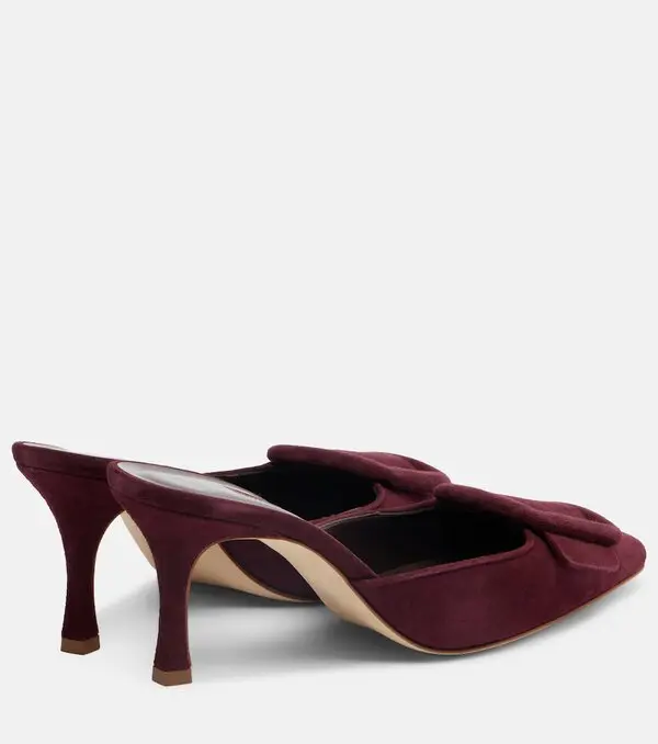 Manolo Blahnik Maysale 70 Suede Mules - Red