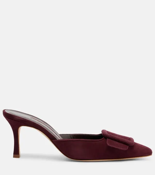 Manolo Blahnik Maysale 70 Suede Mules - Red