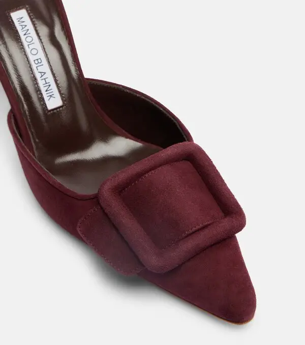 Manolo Blahnik Maysale 70 Suede Mules - Red