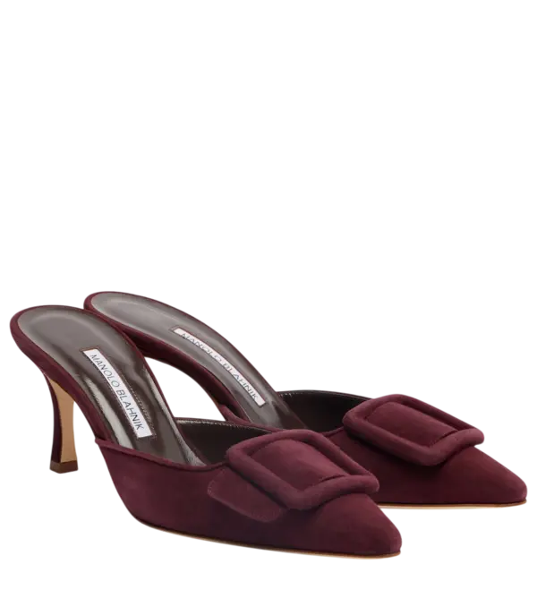 Manolo Blahnik Maysale 70 Suede Mules - Red