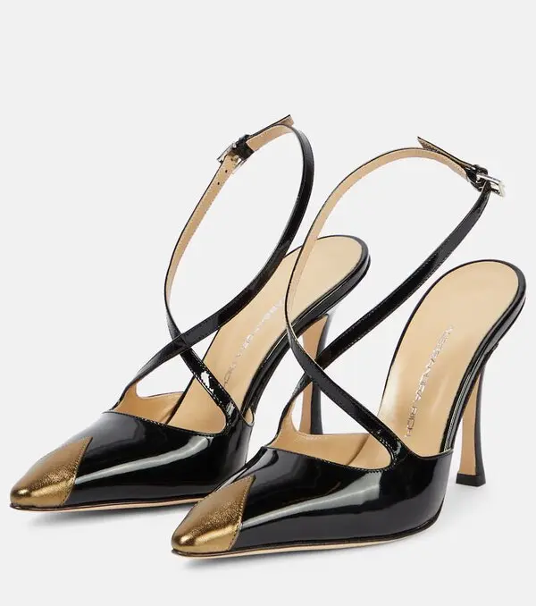 Alessandra Rich Paneled Patent Leather Pumps