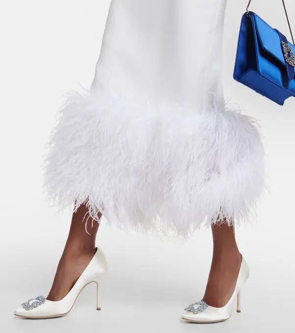 Manolo Blahnik Bridal Hangisi 105 Embellished Satin Pumps - White