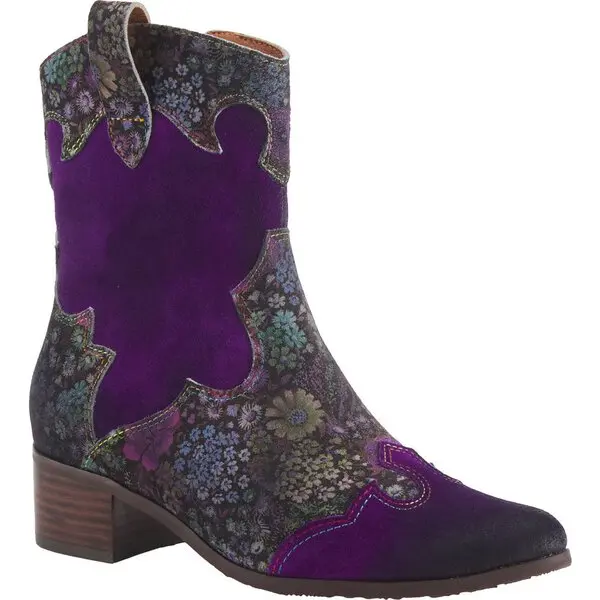 SPRING STEP SHOES Ladyluck Bootie - Purple Multi Suede
