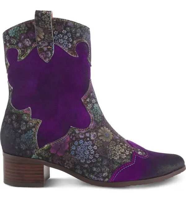 SPRING STEP SHOES Ladyluck Bootie - Purple Multi Suede