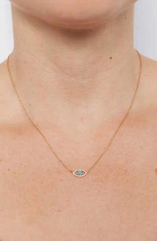 Anzie Evil Eye Turquoise & Diamond Pendant Necklace - Blue