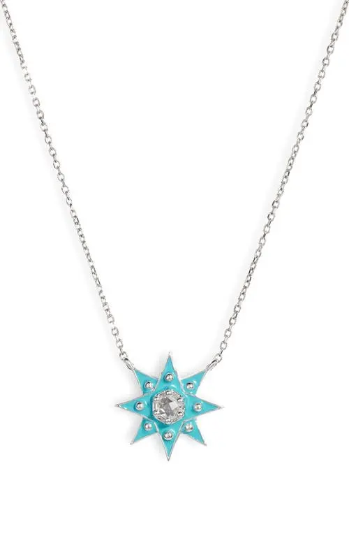 Anzie White Topaz Starburst Pendant Necklace - Blue