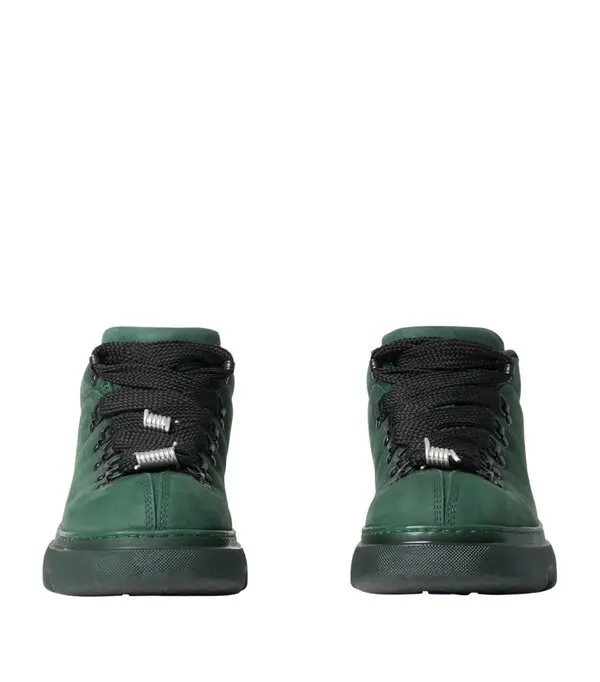 Burberry Nubuck Trek Lace-Up Boots - Green | Editorialist display picture 1