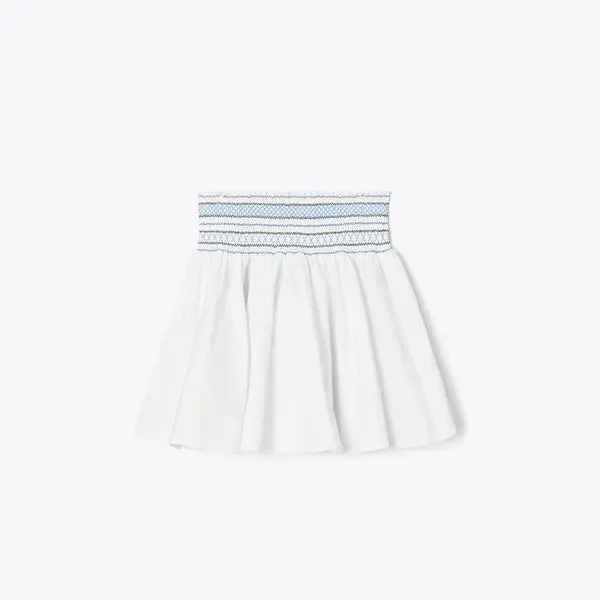 Tory Burch Smocked Cotton Skirt - White