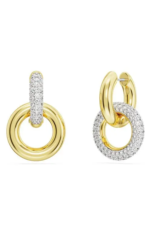 SWAROVSKI Dextera Pavé Detachable Mismatched Hoop Drop Earrings - Gold