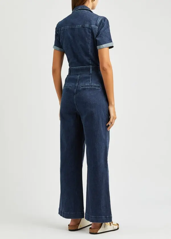 Paige Vanessa Wide-leg Denim Jumpsuit - Dark Blue