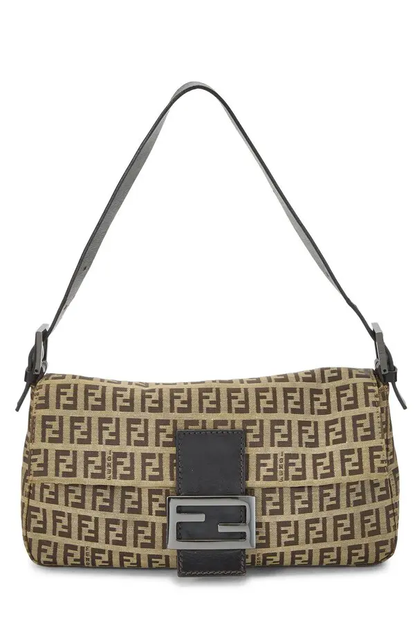 Fendi Zucchino Canvas Baguette - Brown