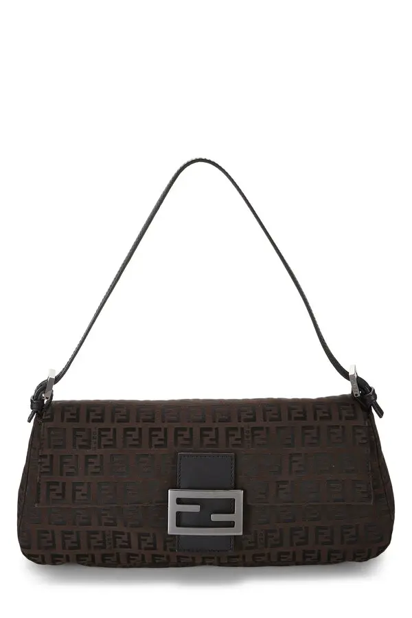 Fendi Zucchino Canvas Baguette Shoulder Bag
