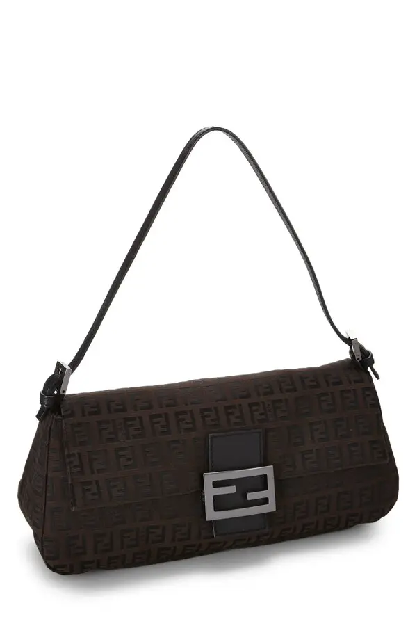 Fendi Zucchino Canvas Baguette Shoulder Bag