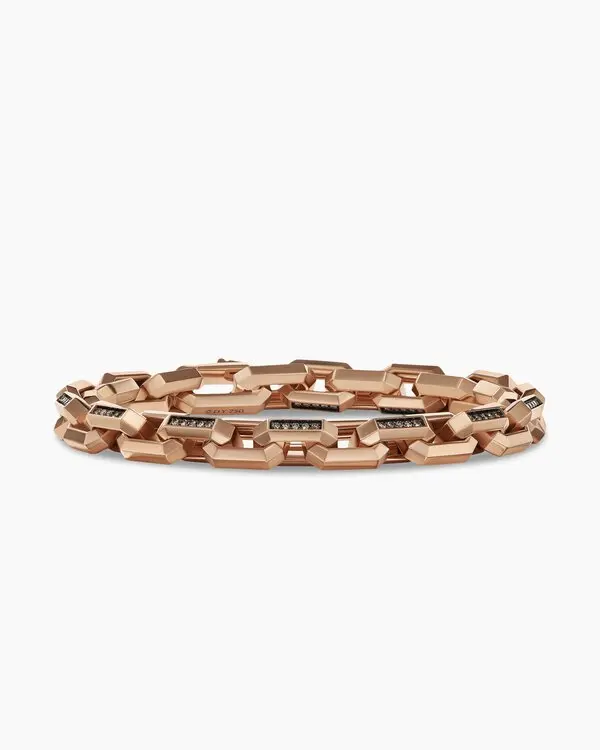 David Yurman Streamline® Heirloom Chain Link Bracelet In 18k Rose Gold With Pavé Cognac Diamonds - Cognac Diamond