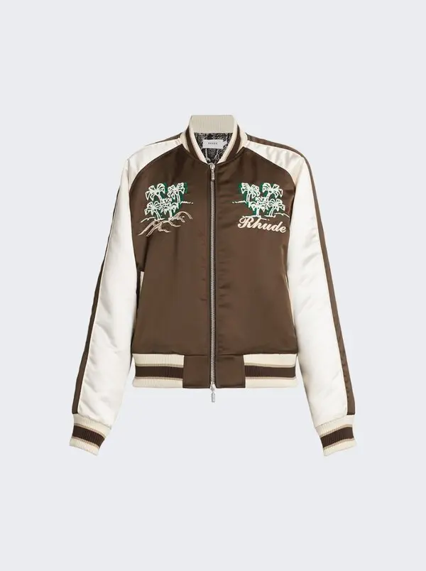 Rhude Satin Souvenir Jacket - Brown And Cream