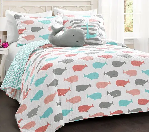 LUSH DECOR Whale Quilt 5pc Set Full/queen - One-color