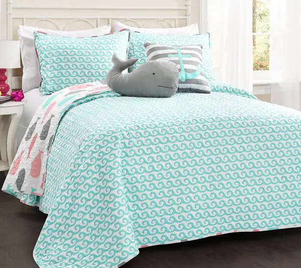 LUSH DECOR Whale Quilt 5pc Set Full/queen