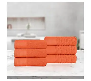 SUPERIOR 6-pc Jacquard And Solid Hand Towels - One-color