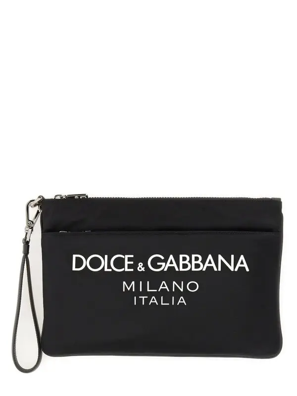 Dolce & Gabbana Pouch With Rubberized Logo - Black