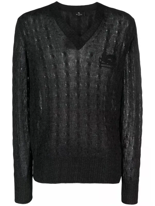 Etro Logo-embroidered Cashmere Jumper - Black